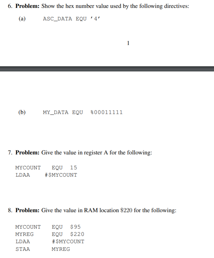 Solved 6. Problem: Show the hex number value used by the | Chegg.com