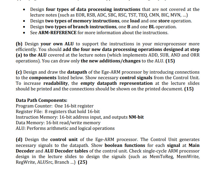 Solved 2. Design a simple microprocessor called Ege-ARM | Chegg.com
