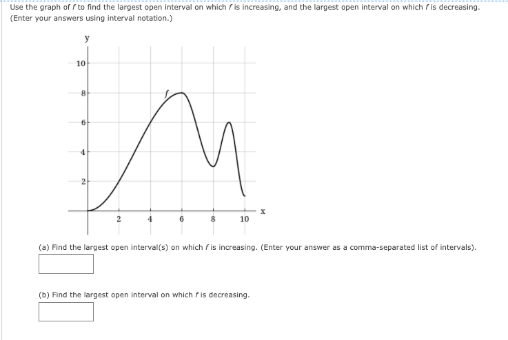 Solved Use the graph off to find the largest open interval | Chegg.com