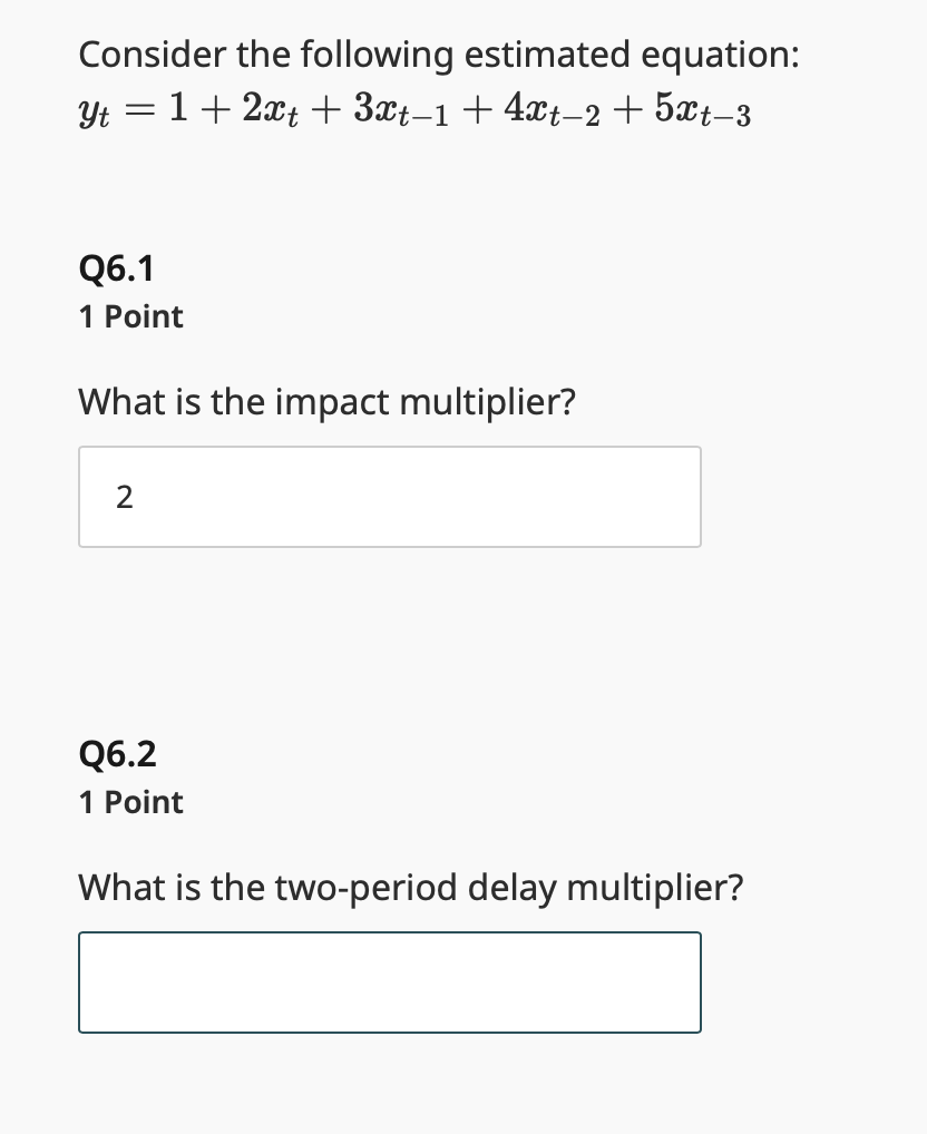 Solved Consider the following estimated | Chegg.com