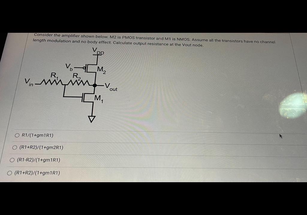 Solved Consider the amplifier shown below. M2 is PMOS | Chegg.com