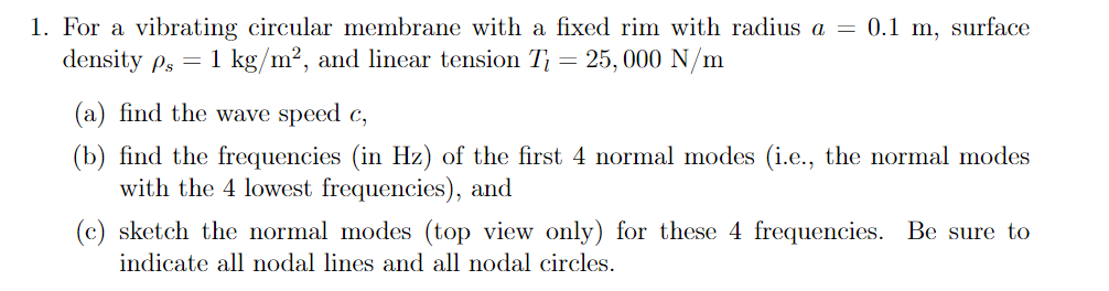 Solved For a vibrating circular membrane with a fixed rim | Chegg.com