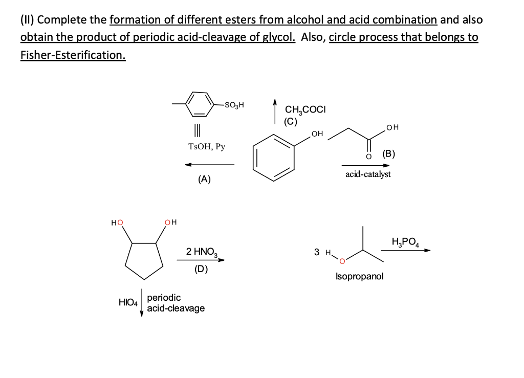 Solved (11) Complete the formation of different esters from | Chegg.com