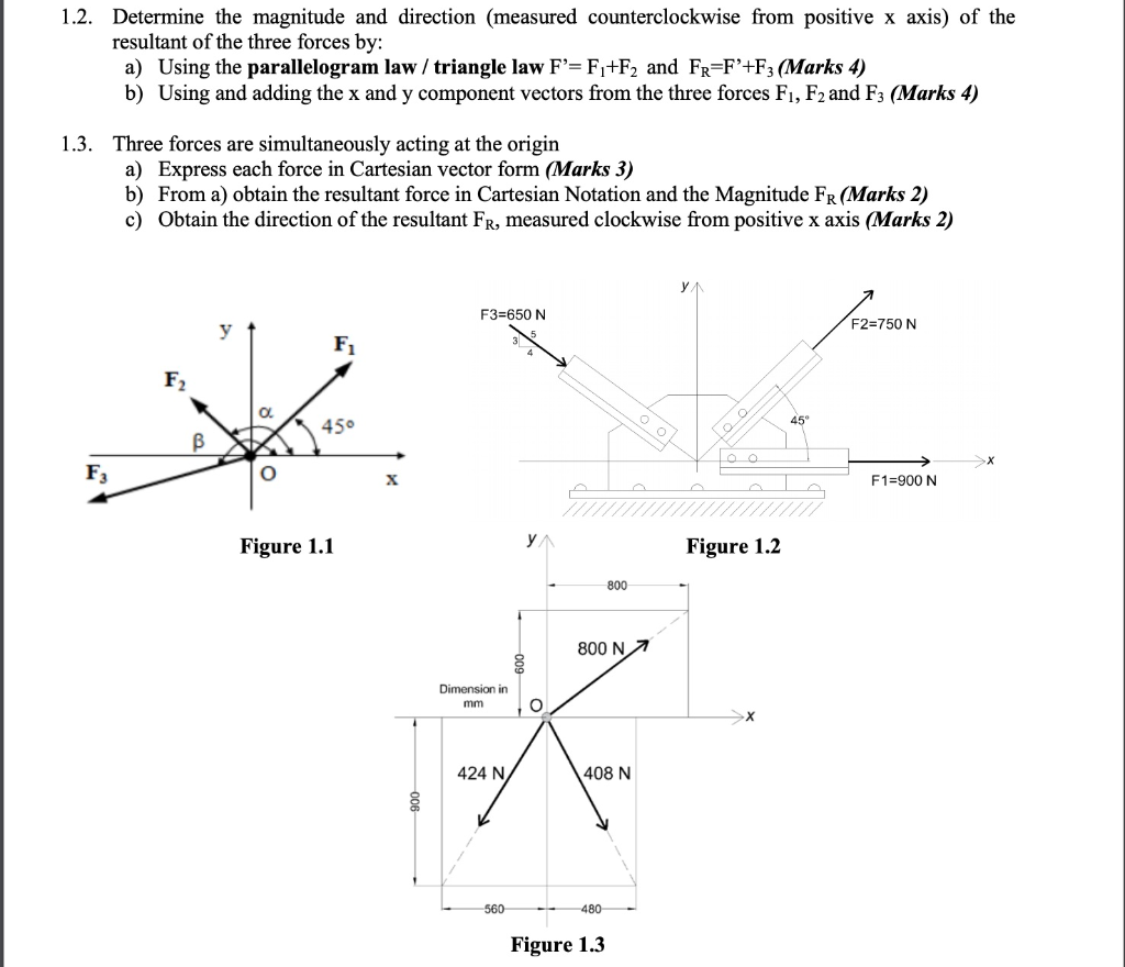 Solved 1.2. Determine the magnitude and direction (measured | Chegg.com