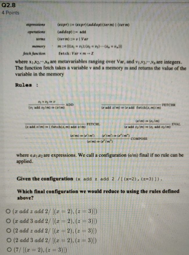 Solved Q2.8 4 Points expressions (expr) (expr/addop(term) i | Chegg.com