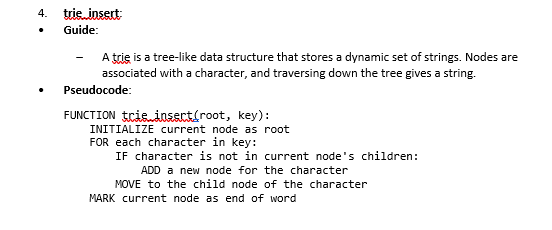 Solved Please help with the pseudocode in pythontrie | Chegg.com