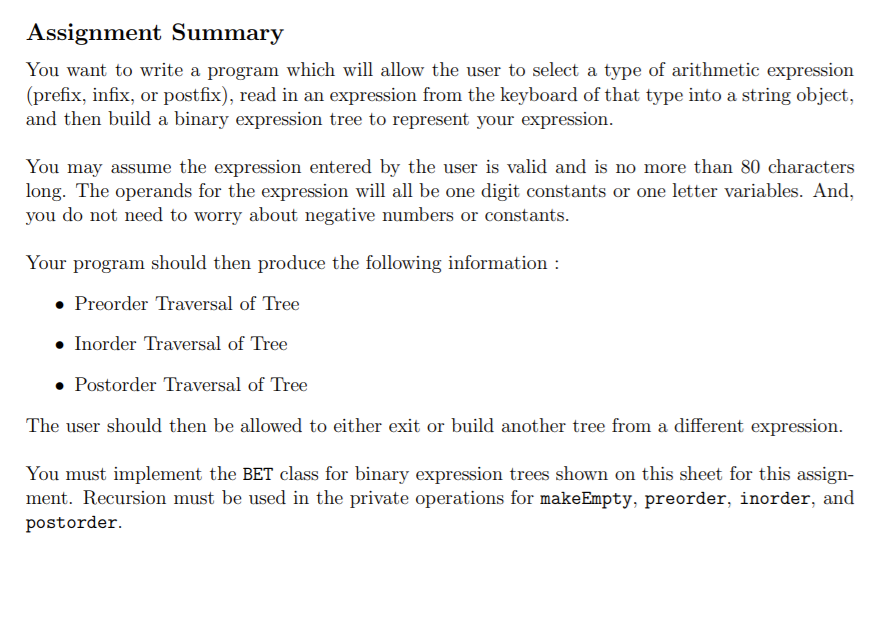 Solved Assignment Summary You want to write a program which | Chegg.com