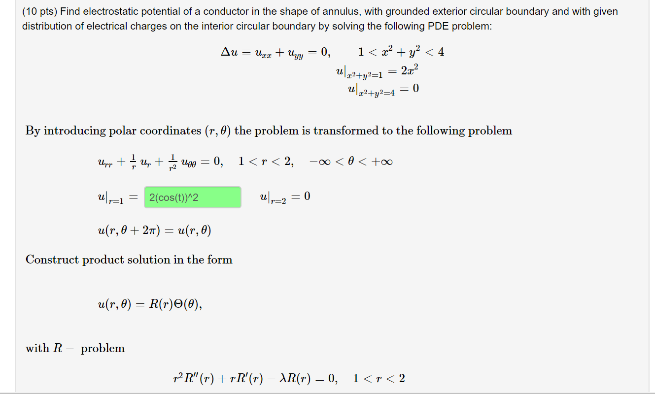 Solved (10 pts) Find electrostatic potential of a conductor | Chegg.com