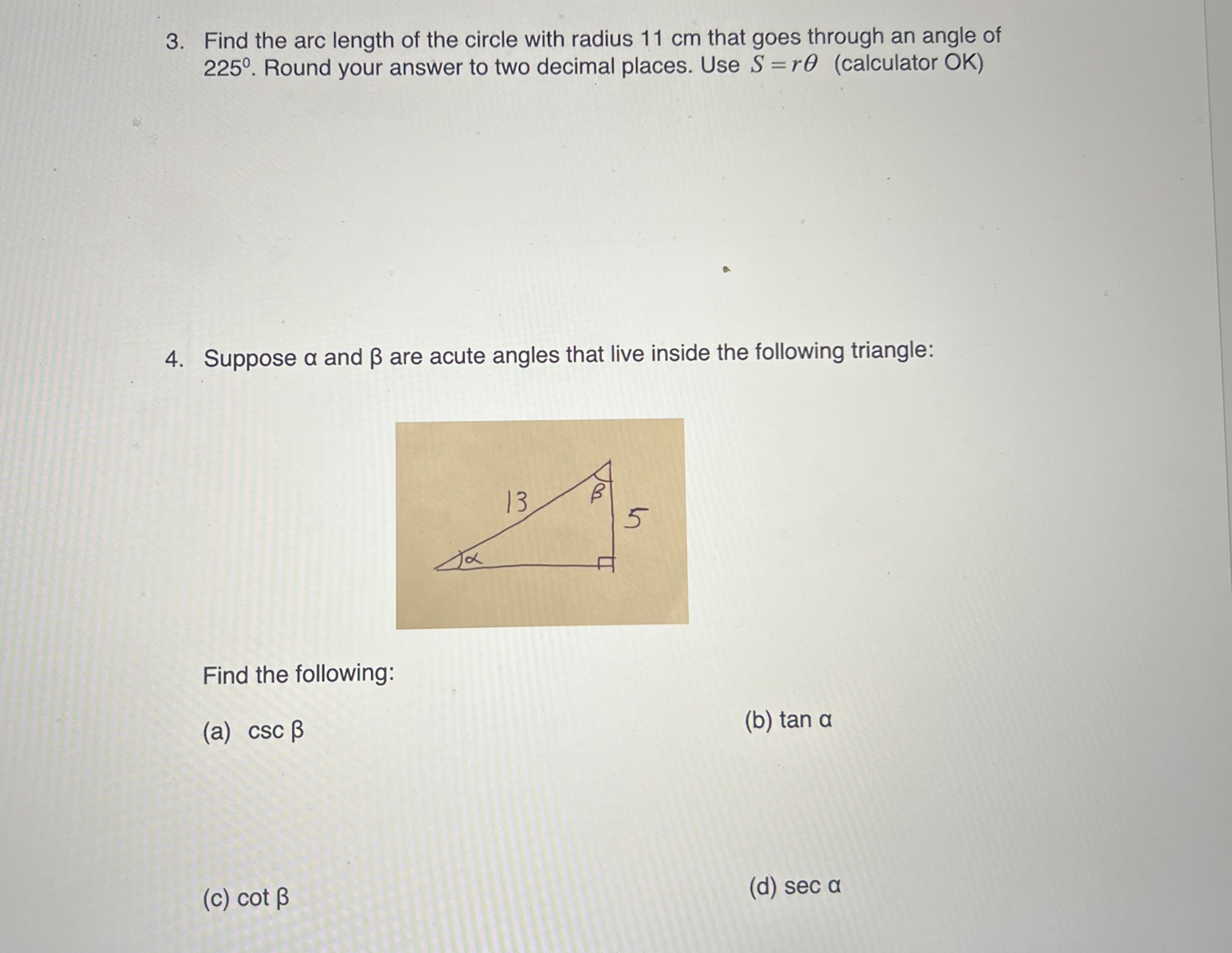 Solved 3. Find the arc length of the circle with radius 11 | Chegg.com
