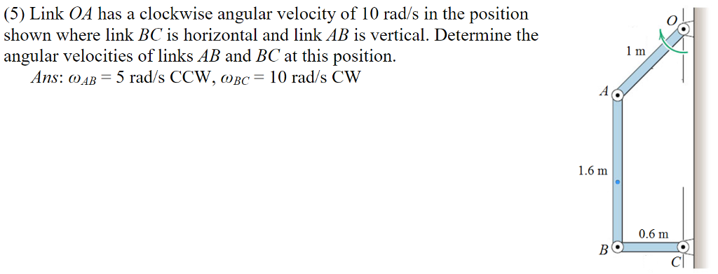 Solved Link OA has a clockwise angular velocity of 10 | Chegg.com