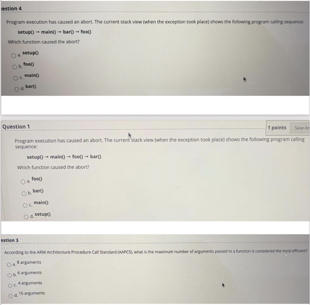 Solved iestion 4 Program execution has caused an abort. The | Chegg.com
