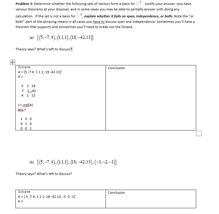 Problem 3: Determine whether the following sets of | Chegg.com