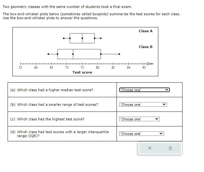 Solved Two geometry classes with the same number of students | Chegg.com