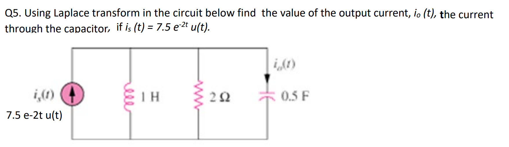 Solved Q5. Using Laplace transform in the circuit below find | Chegg.com