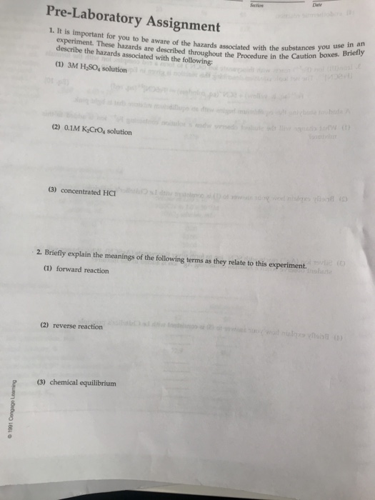 Solved Pre-Laboratory Assignment 1. It is important for you | Chegg.com