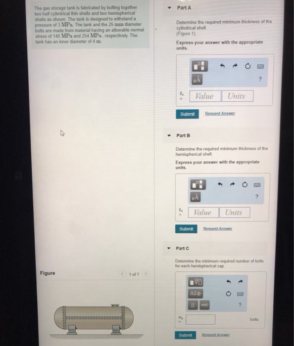 Solved The gas storage tank is fabricated by bolting | Chegg.com