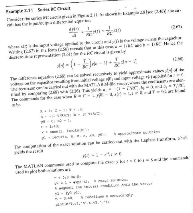 Example 2.11 Series RC Circuit Consider the series RC | Chegg.com