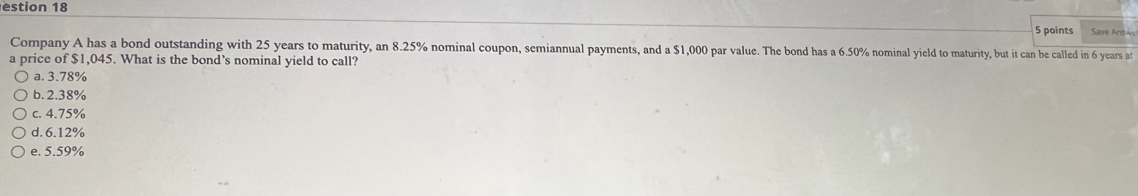 a price of $1,045. What is the bond's nominal yield | Chegg.com