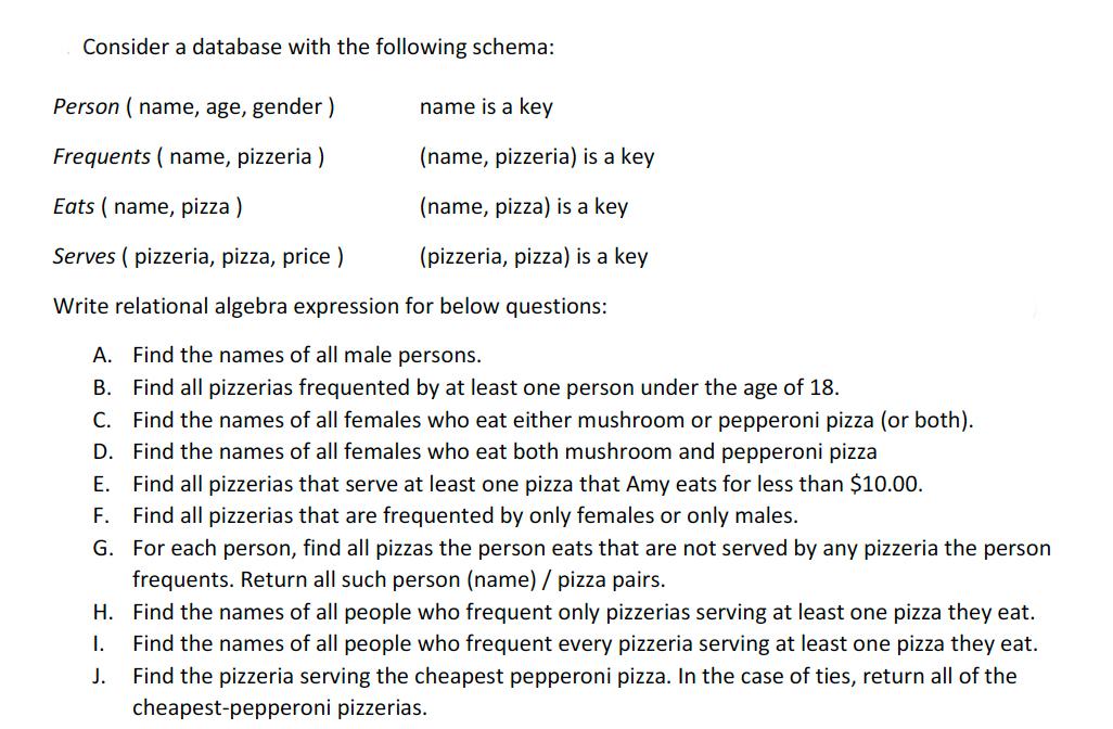 Solved Consider a database with the following schema: Person | Chegg.com