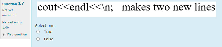 Solved Question 17 cout