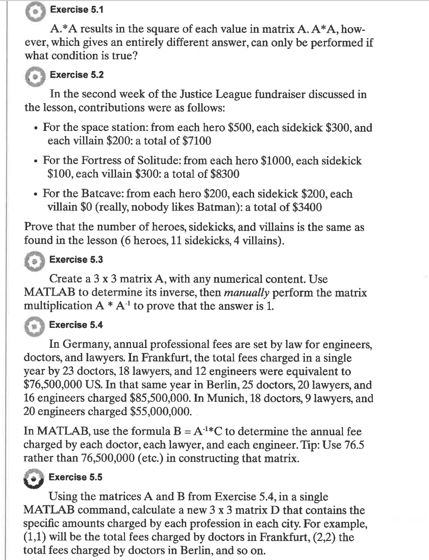 Solved Exercise 5.1A.A, ﻿how-ever, which gives an entirely | Chegg.com