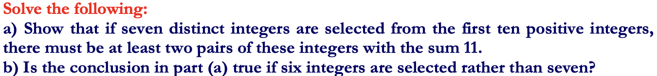 Solved Solve the following:a) ﻿Show that if seven distinct | Chegg.com