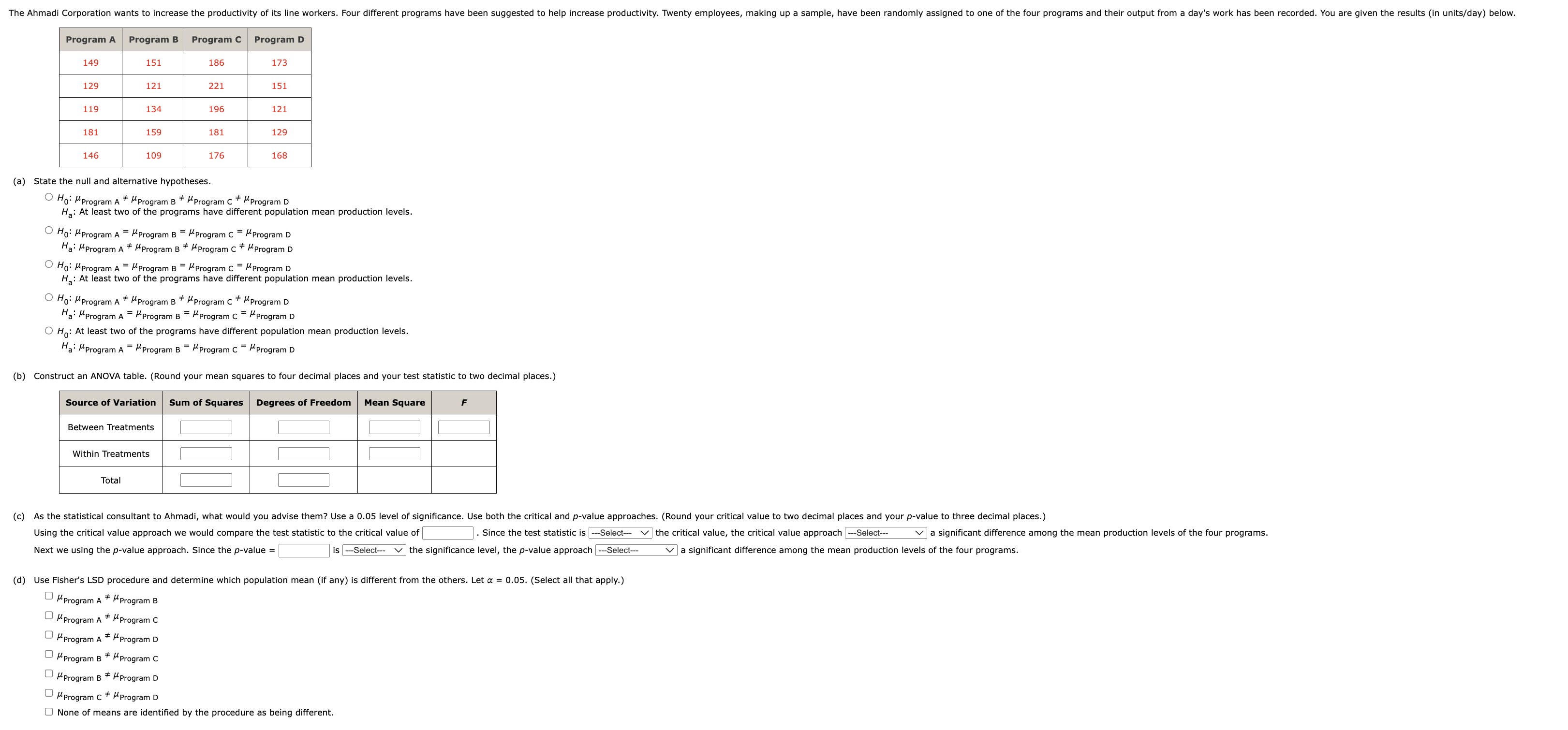 Solved (a) State the null and alternative hypotheses. | Chegg.com
