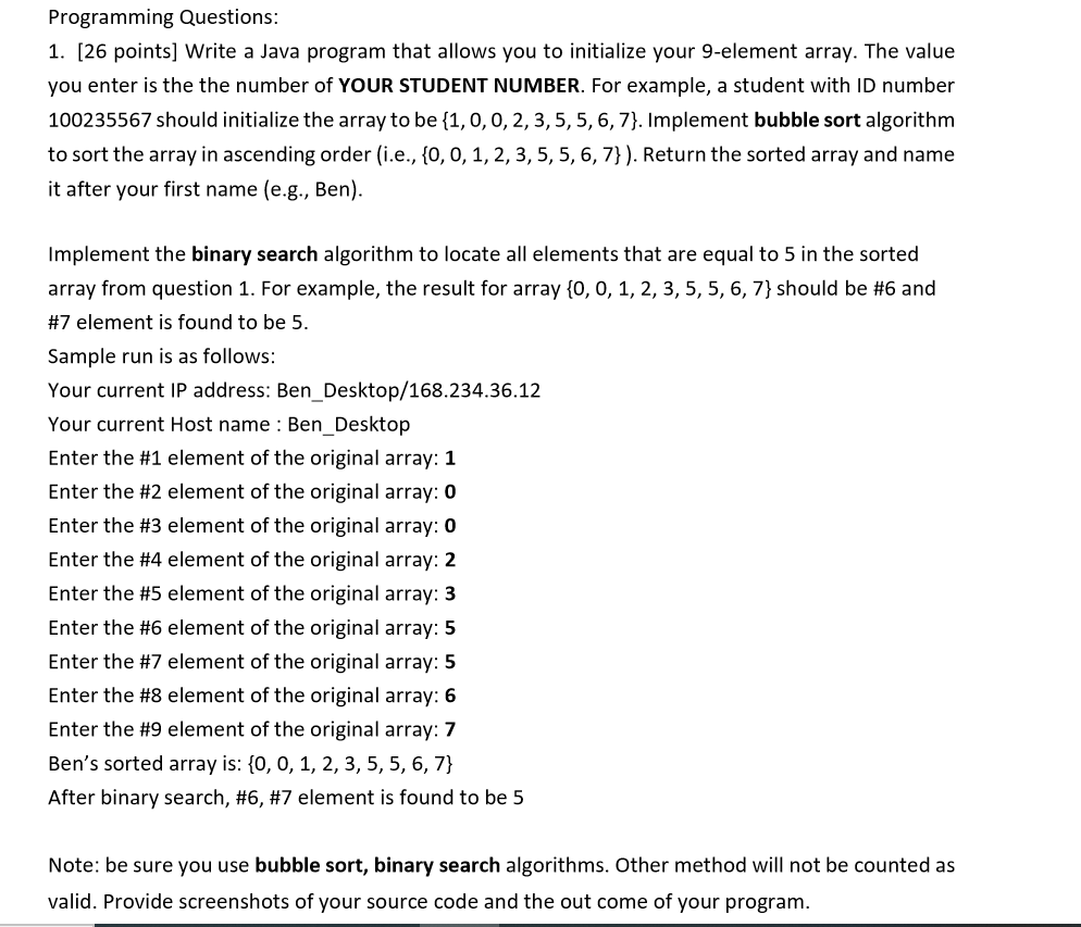 Solved Programming Questions: 1. [26 points) Write a Java | Chegg.com