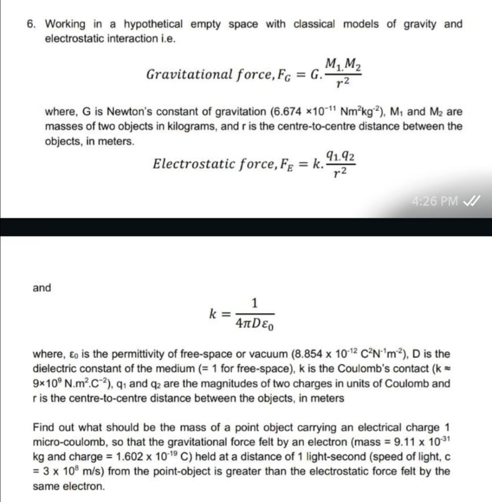 Solved 6. Working in a hypothetical empty space with | Chegg.com