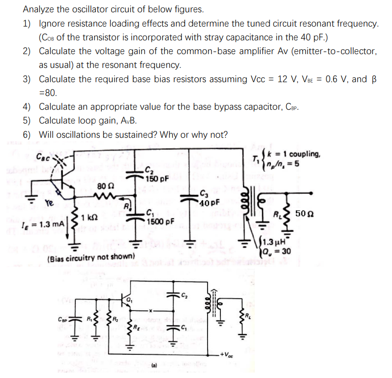 Solved Analyze the oscillator circuit of below figures. 1) | Chegg.com