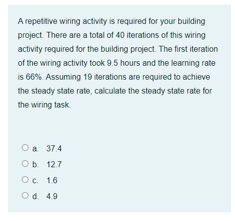 Solved A repetitive wiring activity is required for your | Chegg.com