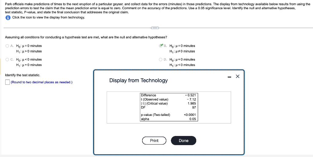 Solved test statistic, P-value, and state the final | Chegg.com