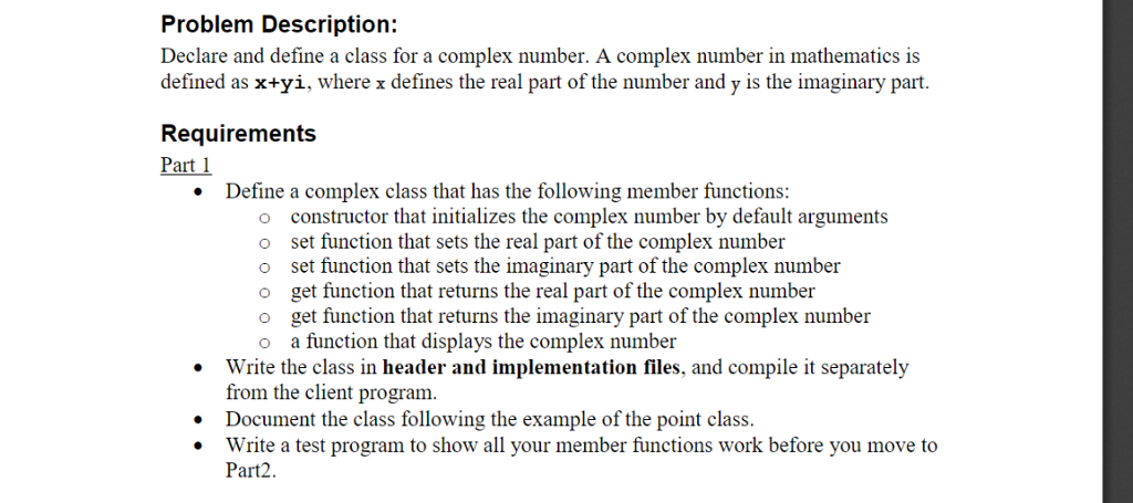 Solved Problem Description: Declare and define a class for a | Chegg.com