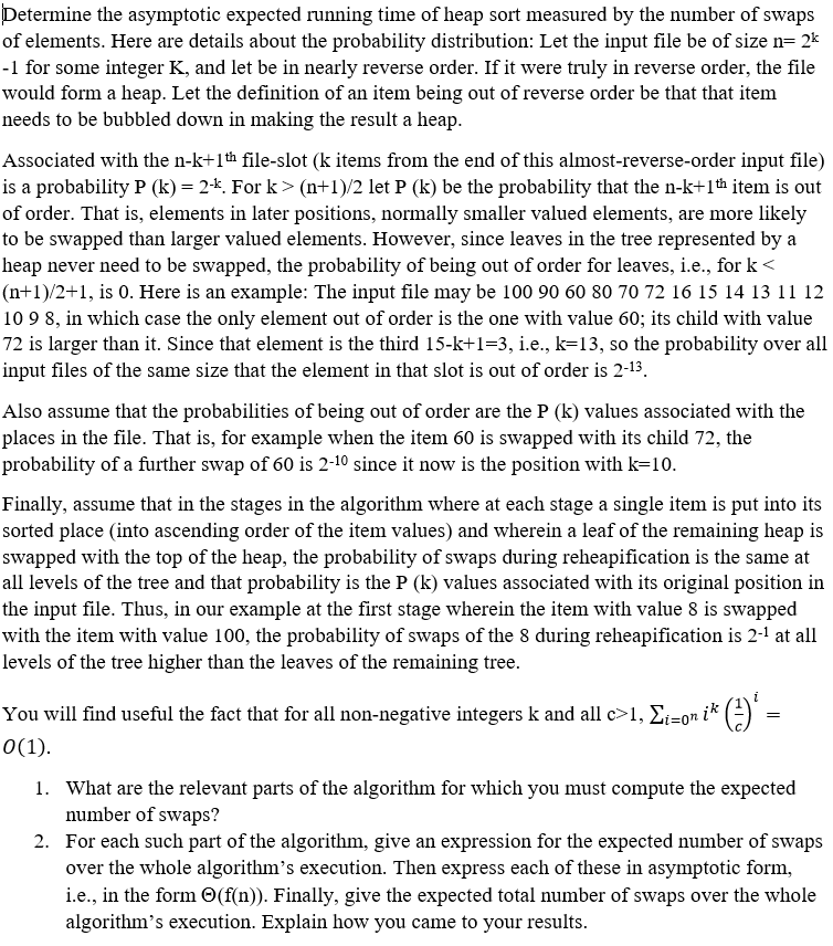 Determine the asymptotic expected running time of | Chegg.com