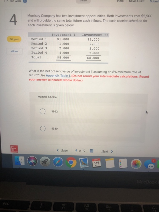 Solved Heip Save & Exit Submit Morrisey Company has two | Chegg.com