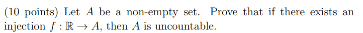 Solved (10 points) Let A be a non-empty set. Prove that if | Chegg.com