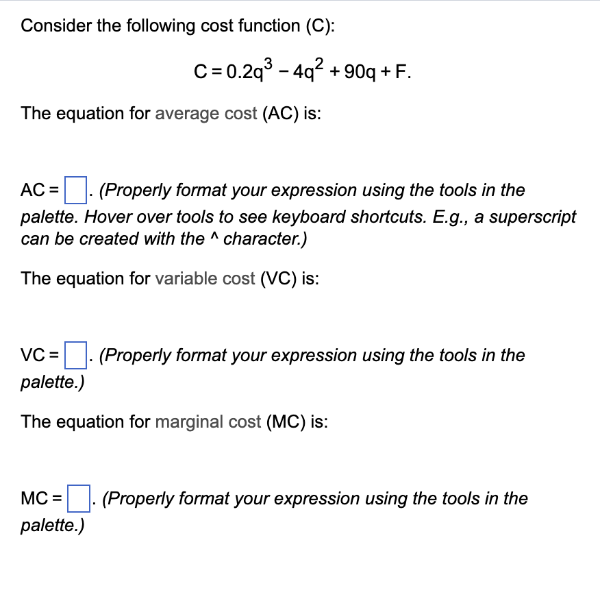 Solved Consider the following cost function (C) : | Chegg.com