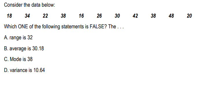 Solved code class="asciimath">Consider the data below: | Chegg.com