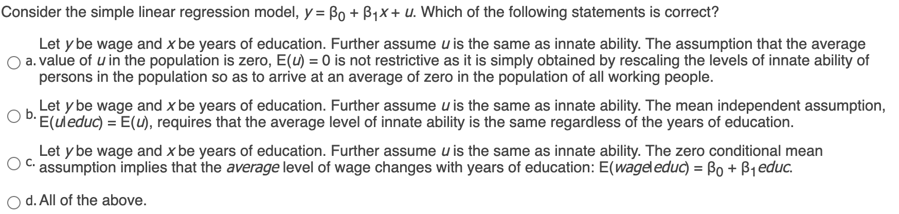 Consider the simple linear regression model, y = Bo + | Chegg.com