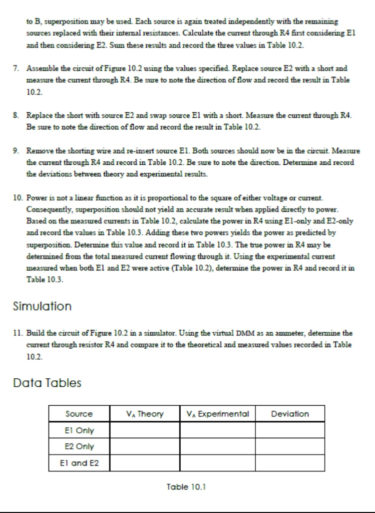 Solved 10 Superposition Theorem Objective The objective of | Chegg.com