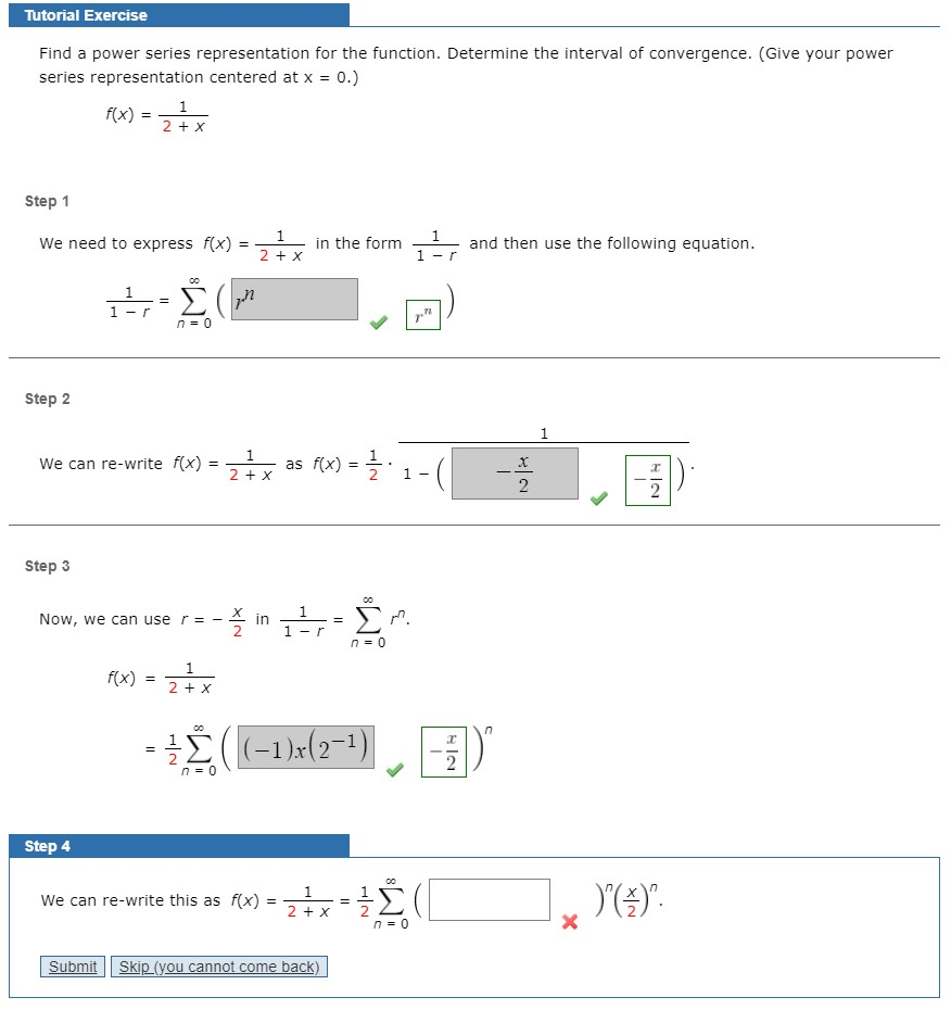 Solved Tutorial Exercise Find a power series representation | Chegg.com