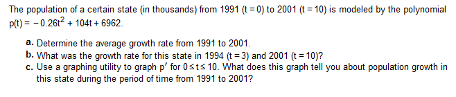Solved The population of a certain state (in thousands) | Chegg.com