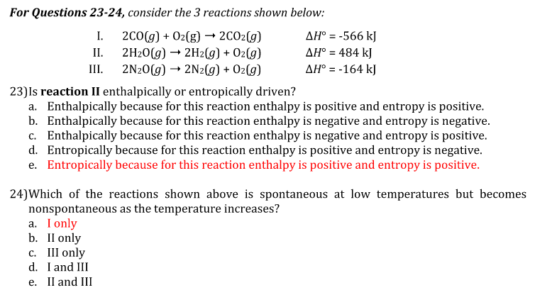 Solved For Questions 23-24, consider the 3 reactions shown | Chegg.com