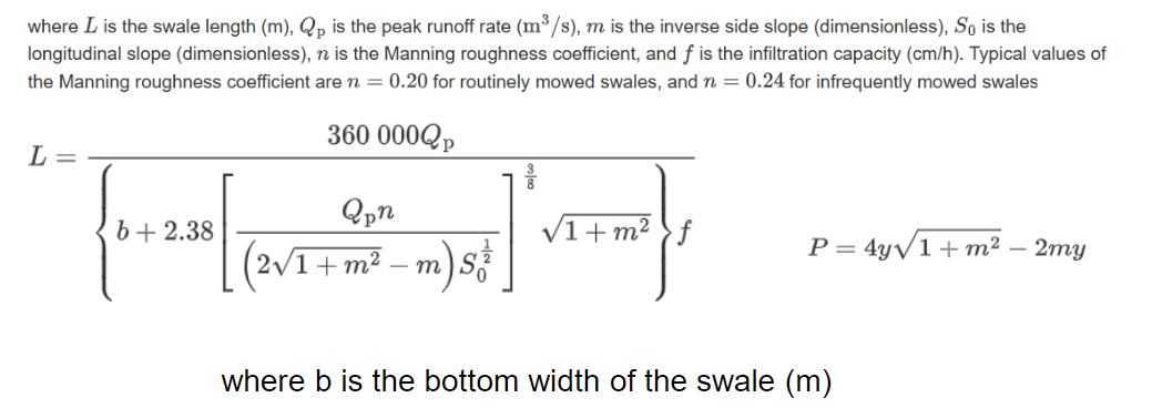 Solved A retention swale is being considered to handle a | Chegg.com