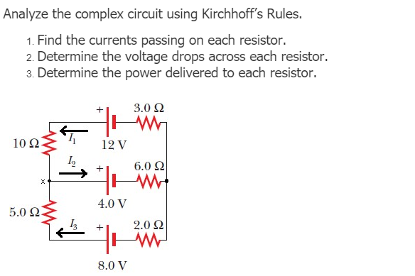 Solved Analyze the complex circuit using Kirchhoff's Rules. | Chegg.com