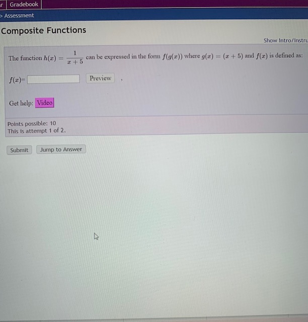 Solved Gradebook Assessment Composite Functions Show | Chegg.com