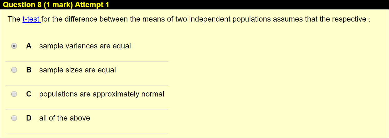 Solved Question 8 (1 mark) Attempt 1 The t-test for the | Chegg.com Solved Question 8 (1 mark) Attempt 1 The t-test for the | Chegg.com