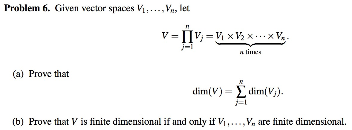 Solved Problem 6. Given vector spaces V1, ...,Vn, let n V = | Chegg.com