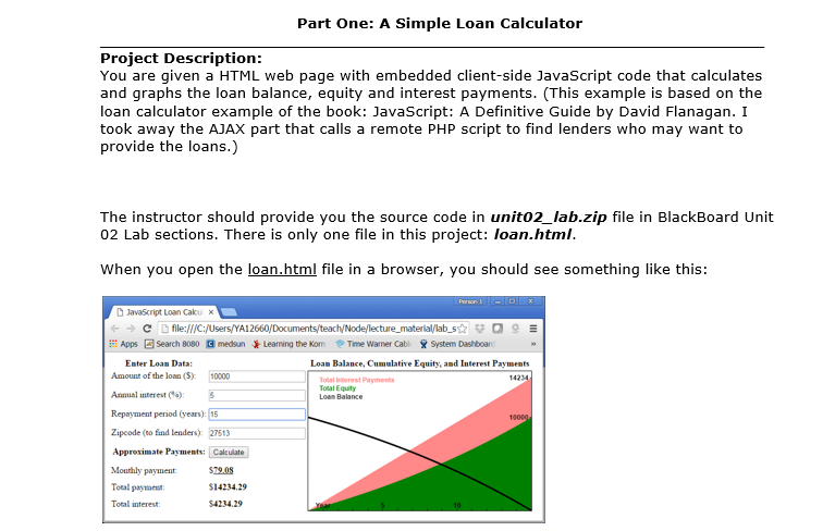 Part One: A Simple Loan Calculator Project | Chegg.com