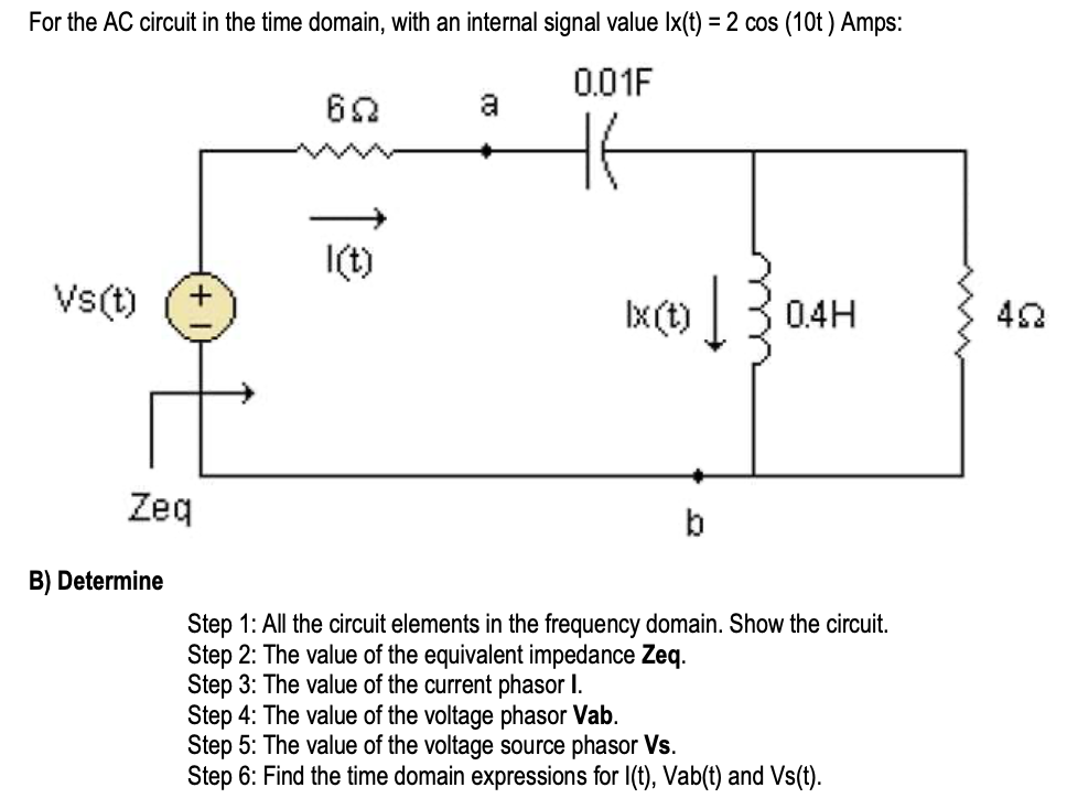 Solved For the AC circuit in the time domain, with an | Chegg.com